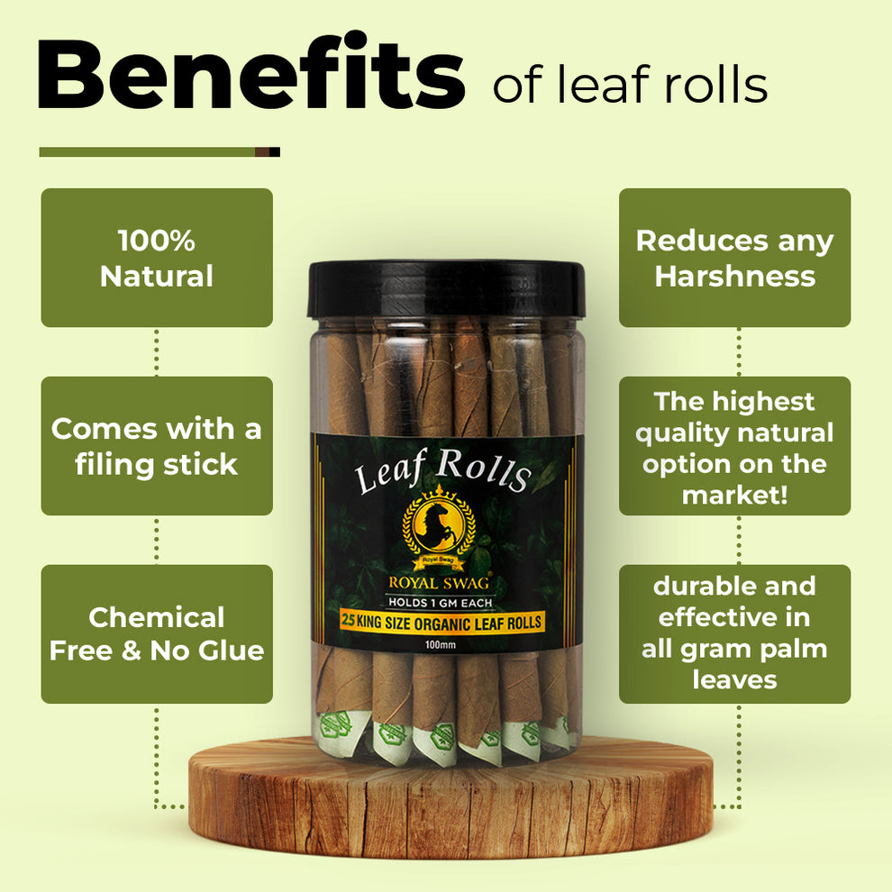 Ready To Use 100 mm King Size Herbal Bidi Leaf Rolls Cones - 25 pcs