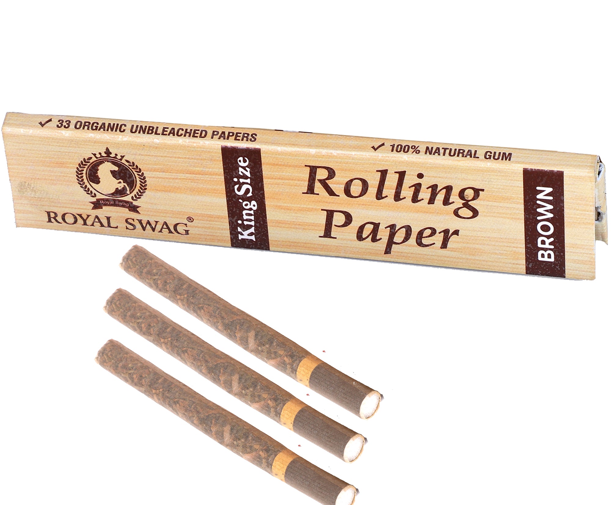 Premium King Size Unbleached Rolling Papers With Roach Booklet (165 Pa